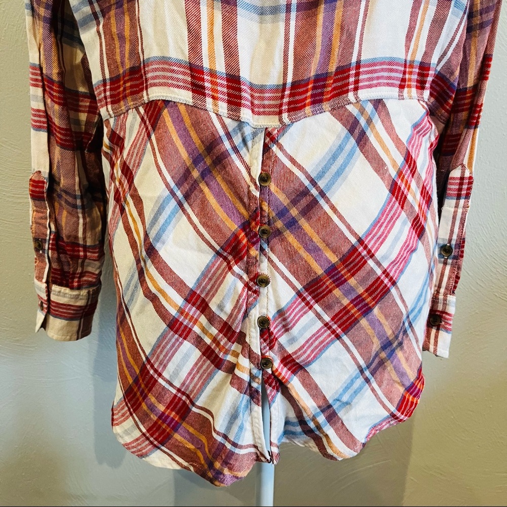 Lucky Brand Bungalow Plaid Split Button Back Shirt - Gem